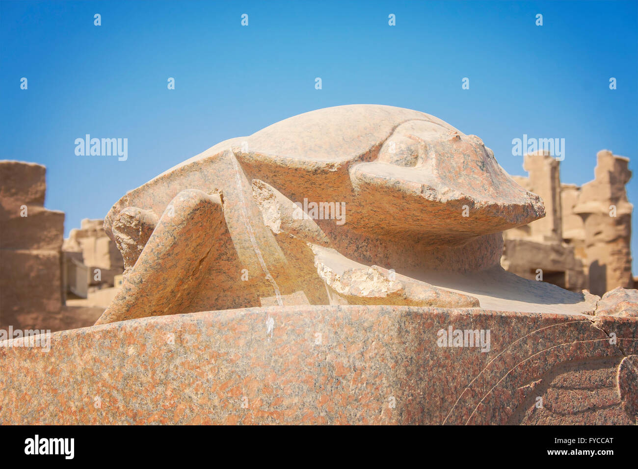 Image of a scarab statue at temple of Karnak in Luxor, Egypt Stock ...