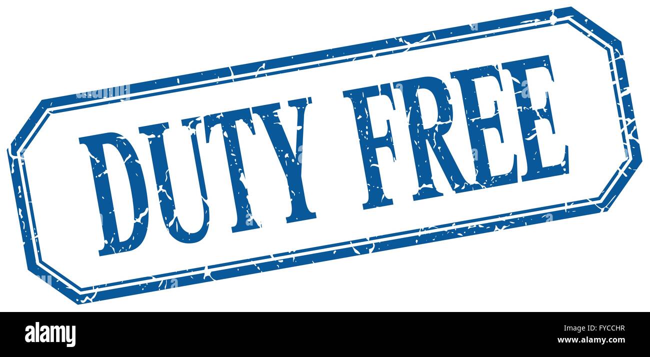 duty free square blue grunge vintage isolated label Stock Vector Image ...