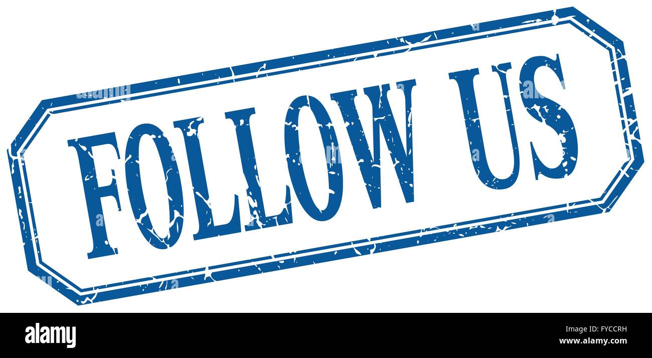 follow us square blue grunge vintage isolated label Stock Vector Image ...