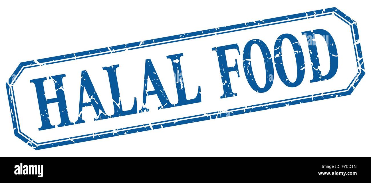 halal food square blue grunge vintage isolated label Stock Vector Image ...