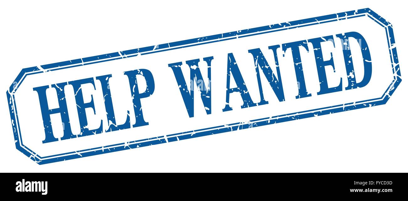 help wanted square blue grunge vintage isolated label Stock Vector ...