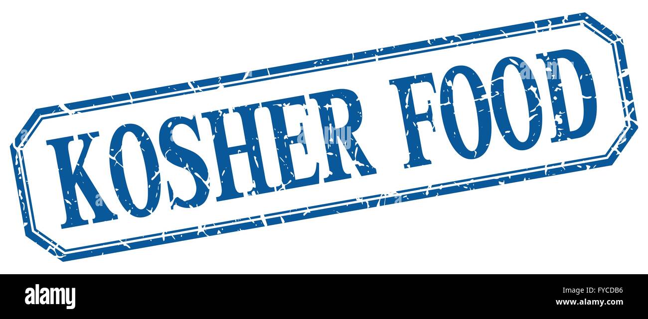 kosher food square blue grunge vintage isolated label Stock Vector ...