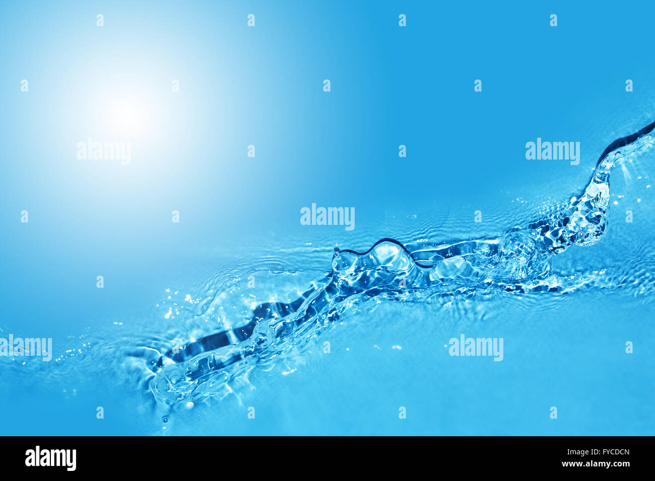 Nice blue background with long water splash Stock Photo - Alamy