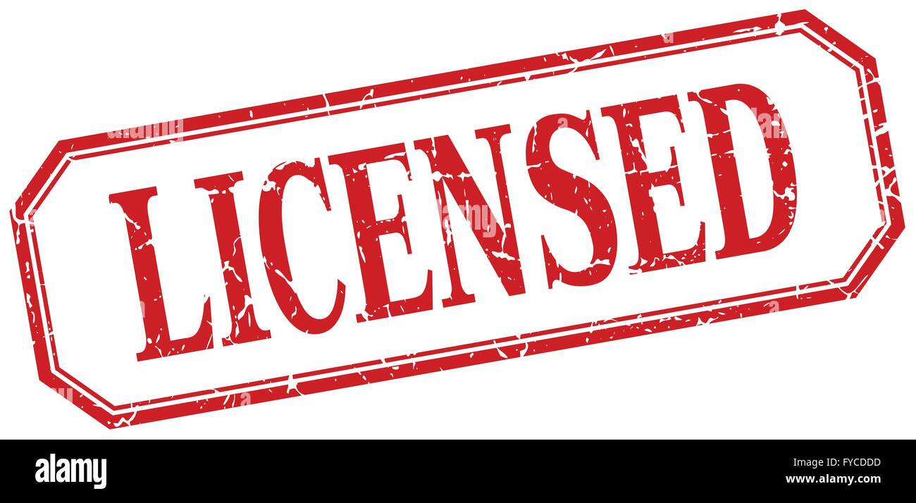 licensed square red grunge vintage isolated label Stock Vector Image ...