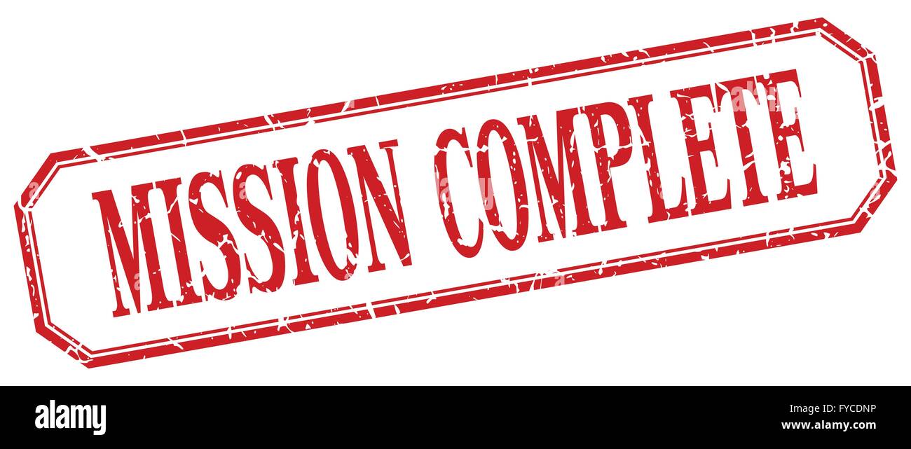 mission complete square red grunge vintage isolated label Stock Vector ...