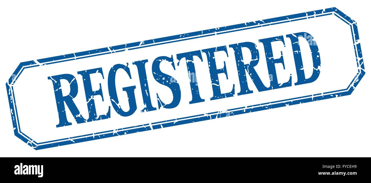 registered square blue grunge vintage isolated label Stock Vector Image ...