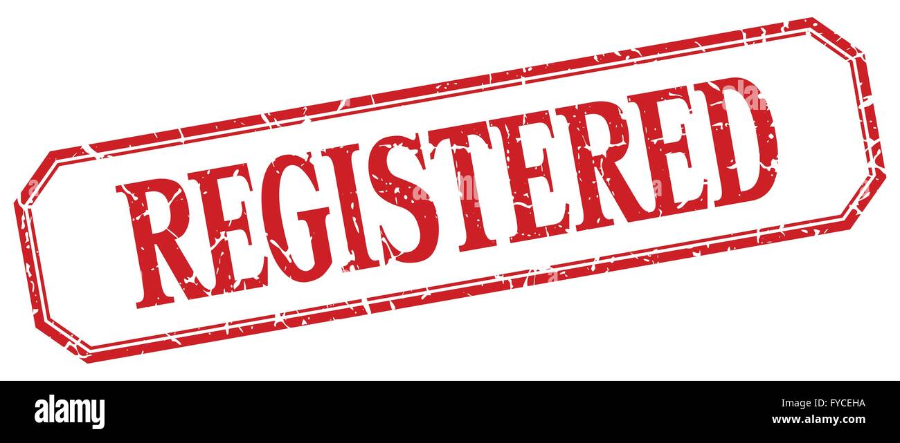 registered square red grunge vintage isolated label Stock Vector Image ...