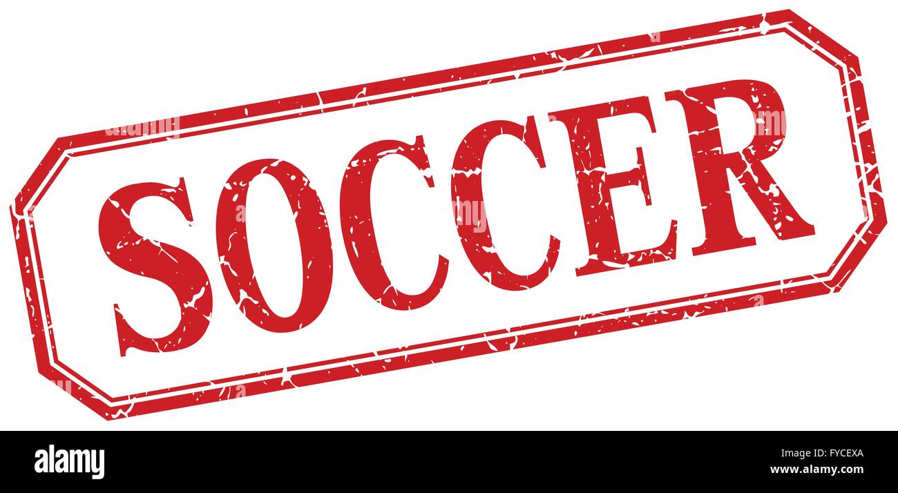 soccer square red grunge vintage isolated label Stock Vector Image ...