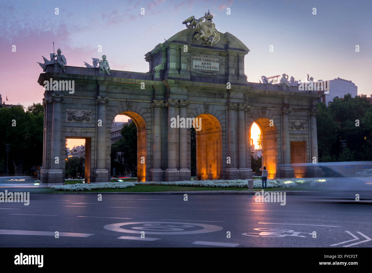Europe, Spain, Madrid, Puerto de Alcala dusk Stock Photo - Alamy