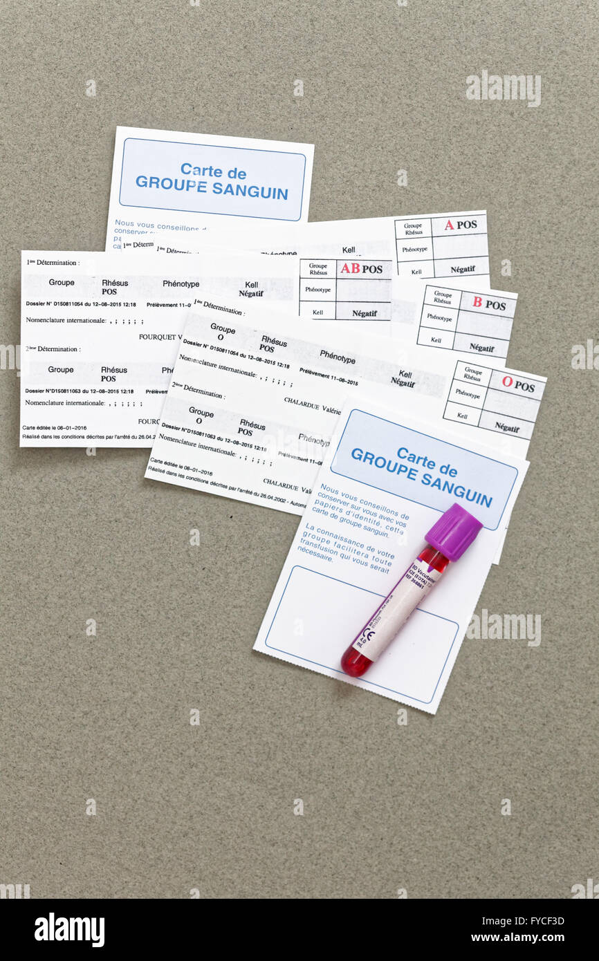 Blood group card hi-res stock photography and images - Alamy
