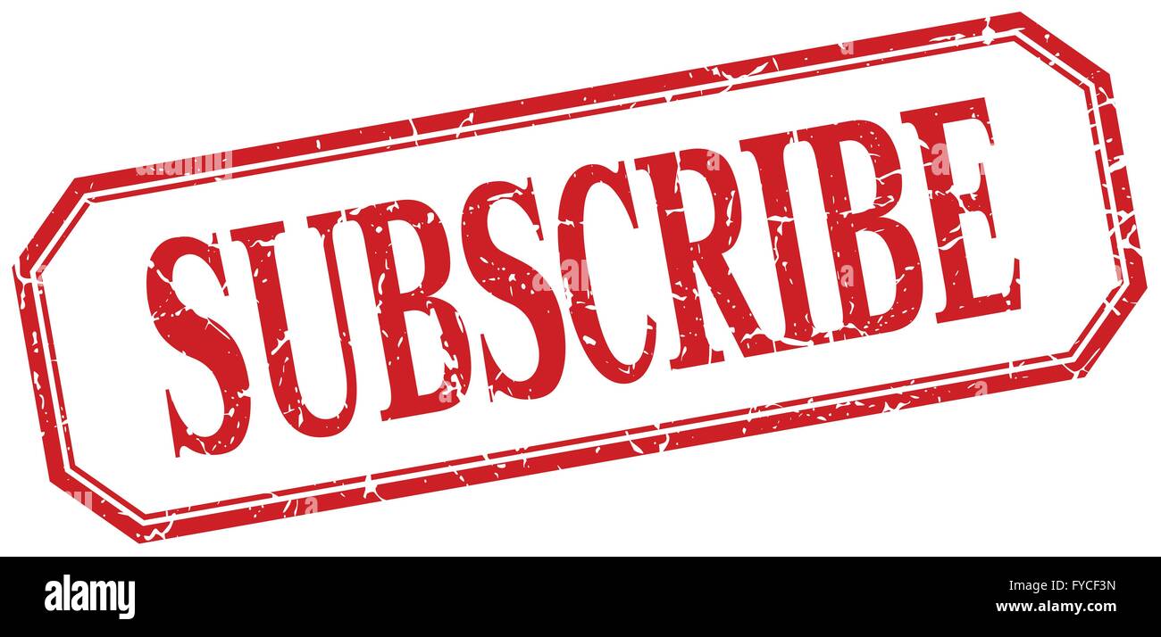 subscribe square red grunge vintage isolated label Stock Vector Image ...