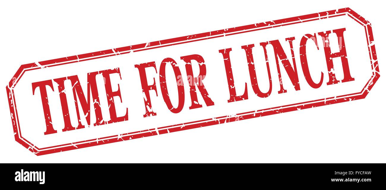 time for lunch square red grunge vintage isolated label Stock Vector ...