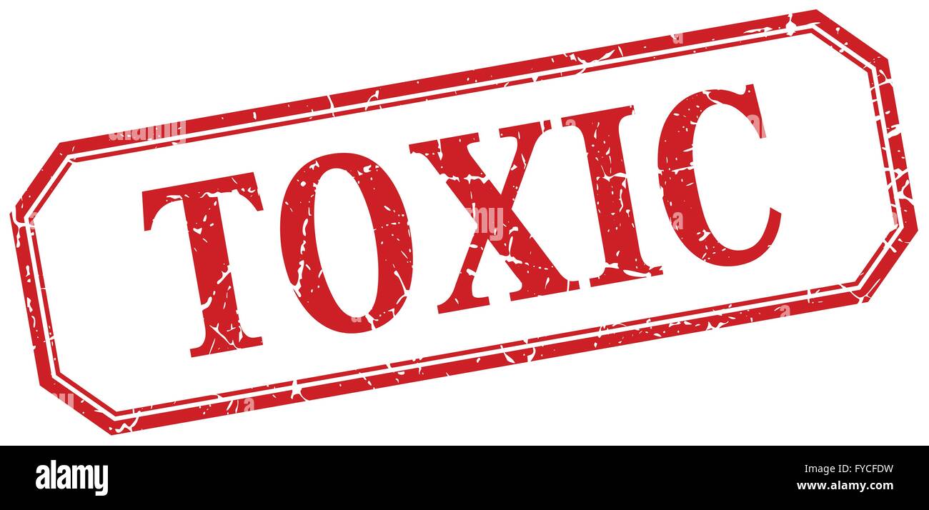 toxic square red grunge vintage isolated label Stock Vector Image & Art ...