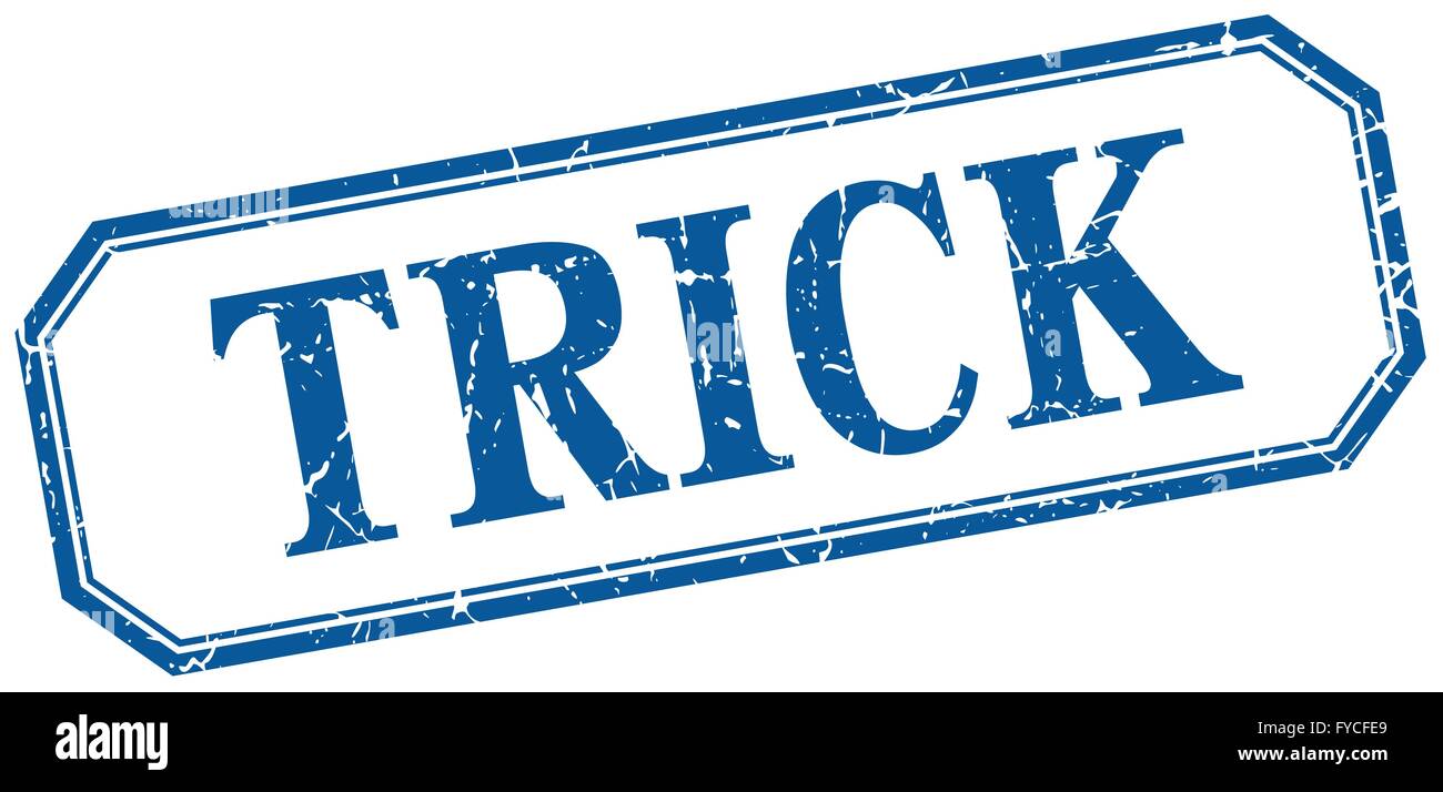 trick square blue grunge vintage isolated label Stock Vector Image ...