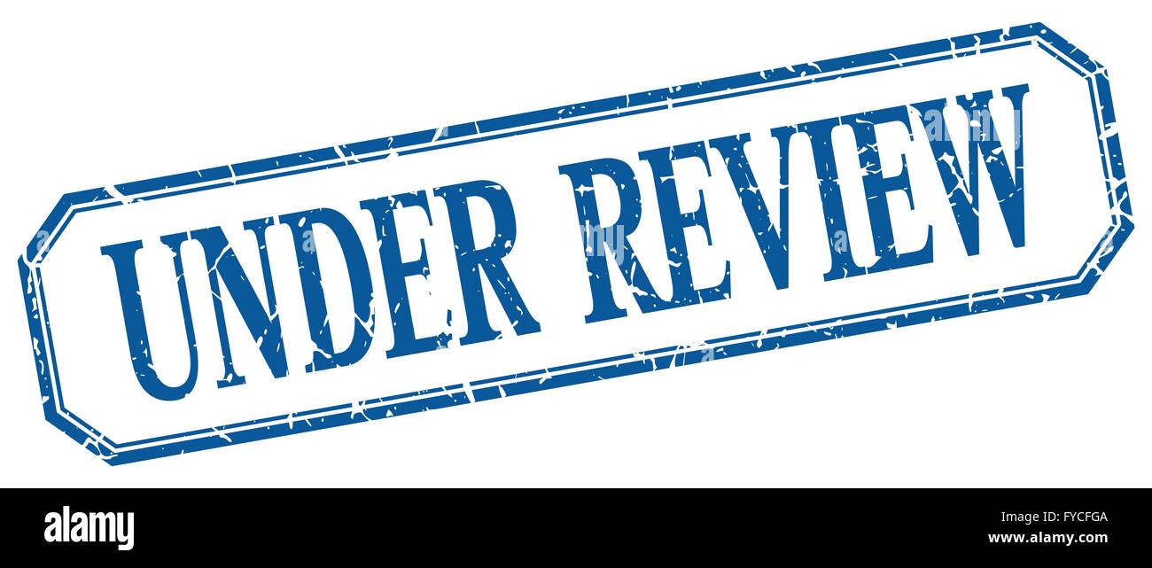 under review square blue grunge vintage isolated label Stock Vector ...