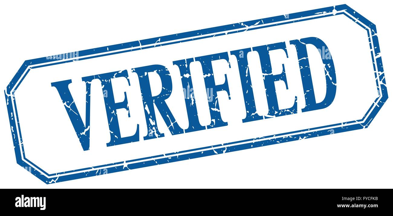 verified square blue grunge vintage isolated label Stock Vector Image ...