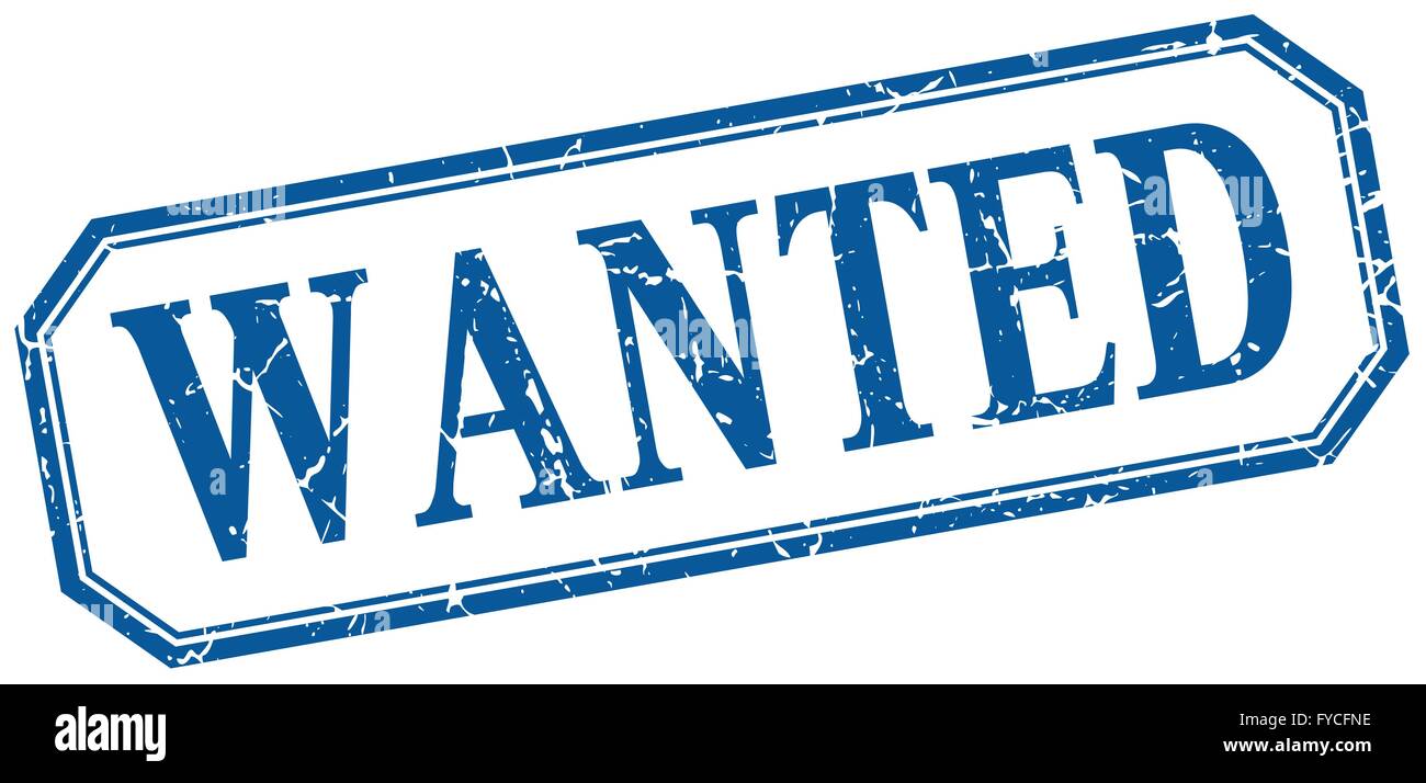 wanted square blue grunge vintage isolated label Stock Vector Image ...