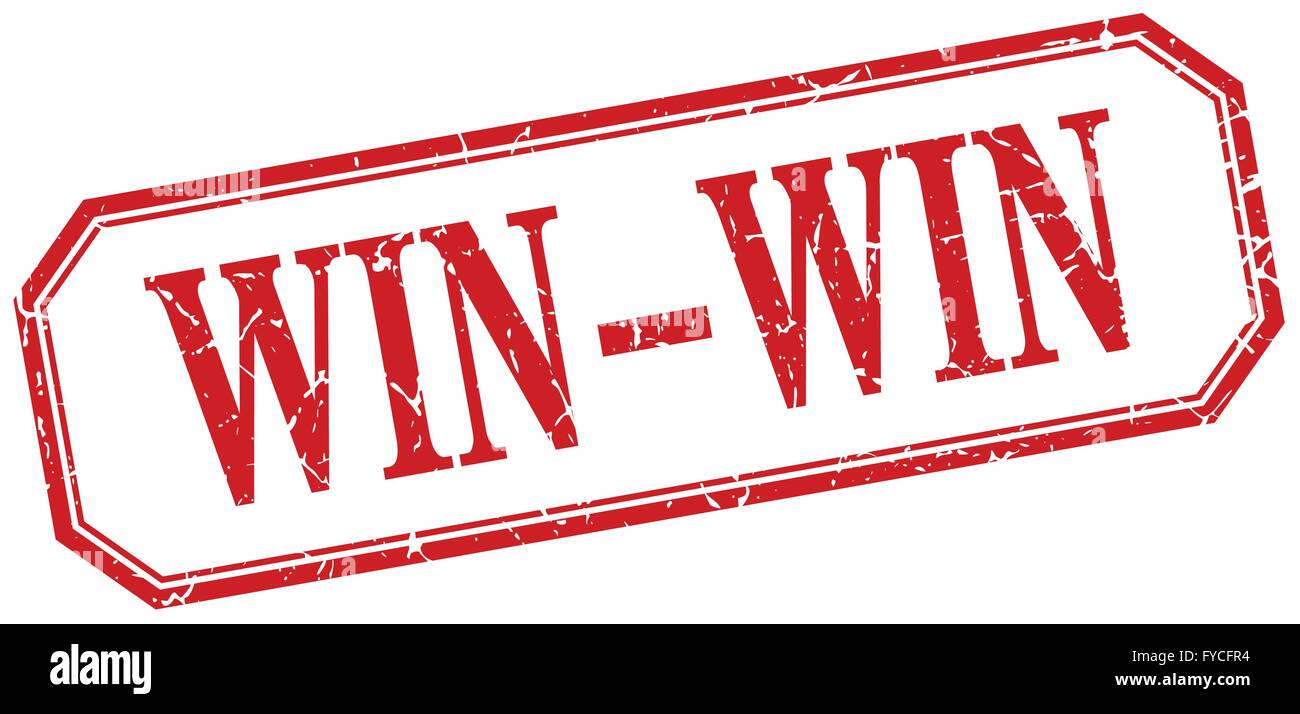 win-win square red grunge vintage isolated label Stock Vector Image ...