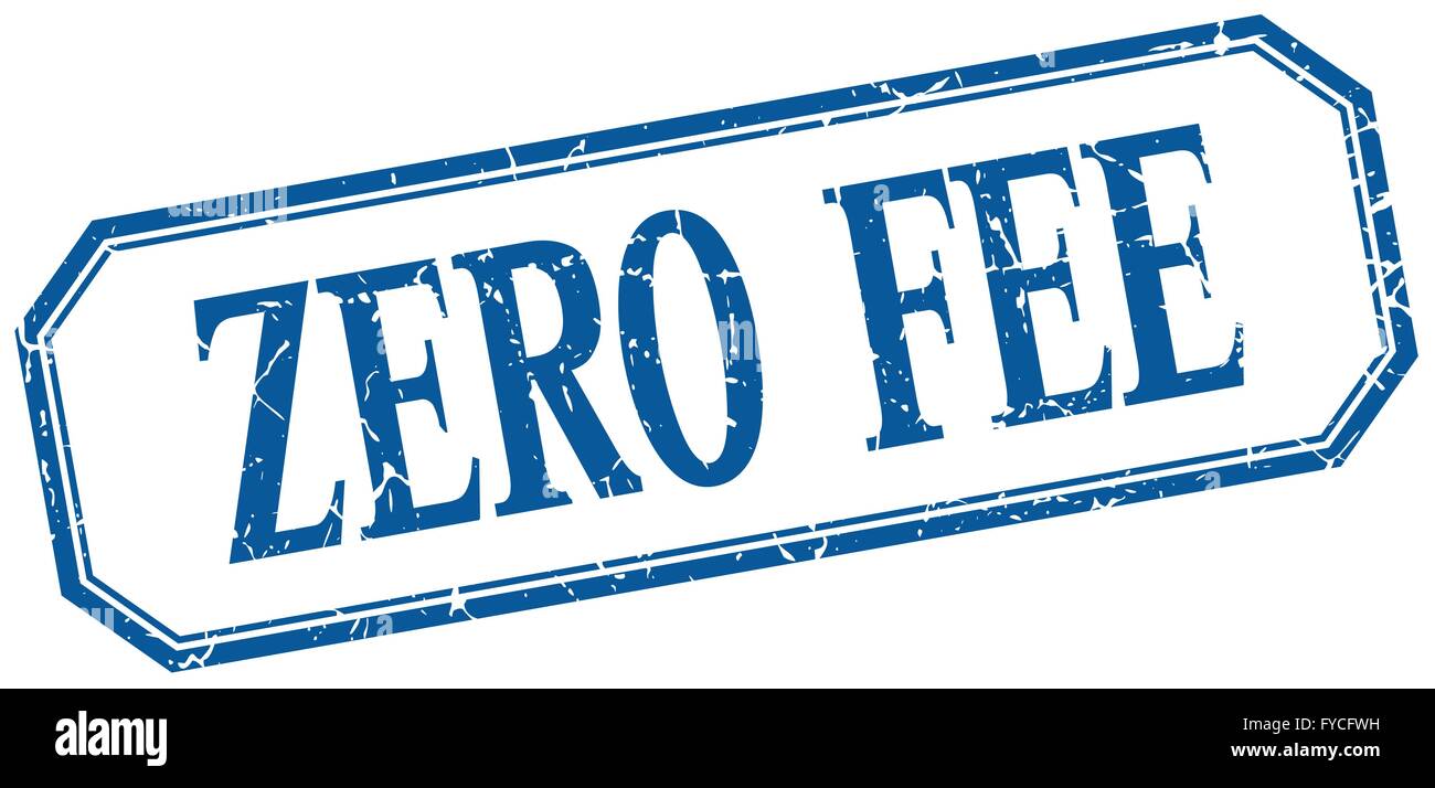 zero fee square blue grunge vintage isolated label Stock Vector Image ...