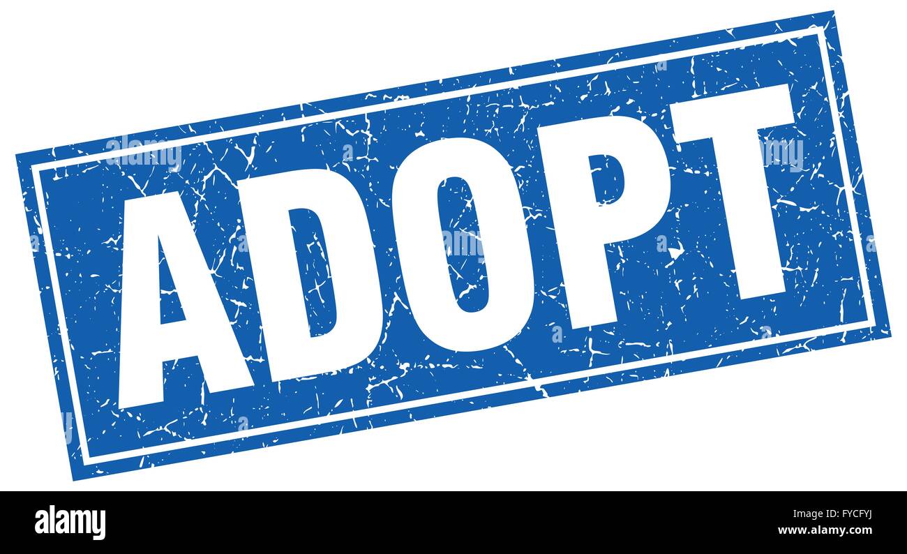 adopt blue square grunge stamp on white Stock Vector Image & Art - Alamy