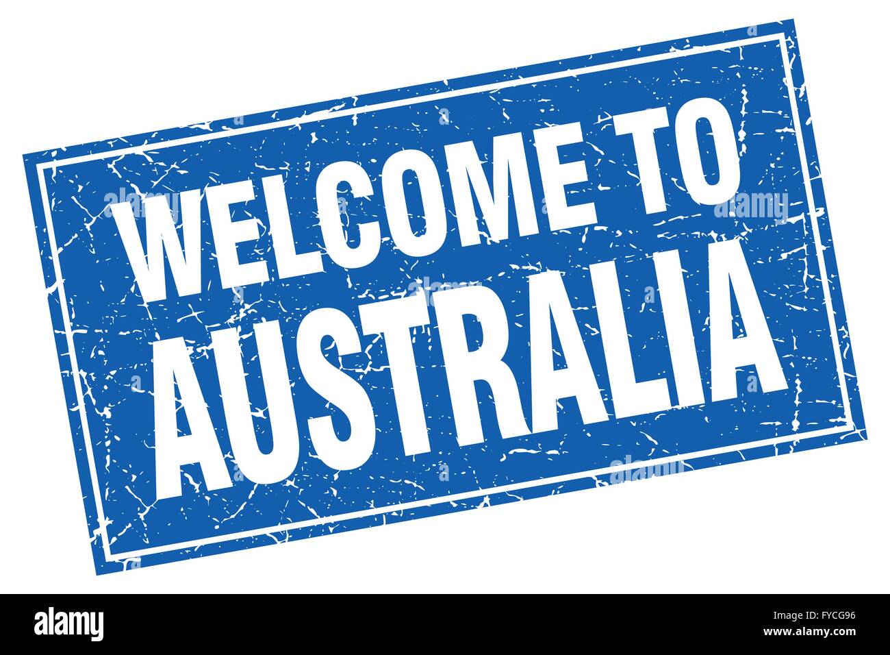 Australia blue square grunge welcome to stamp Stock Vector Image & Art ...