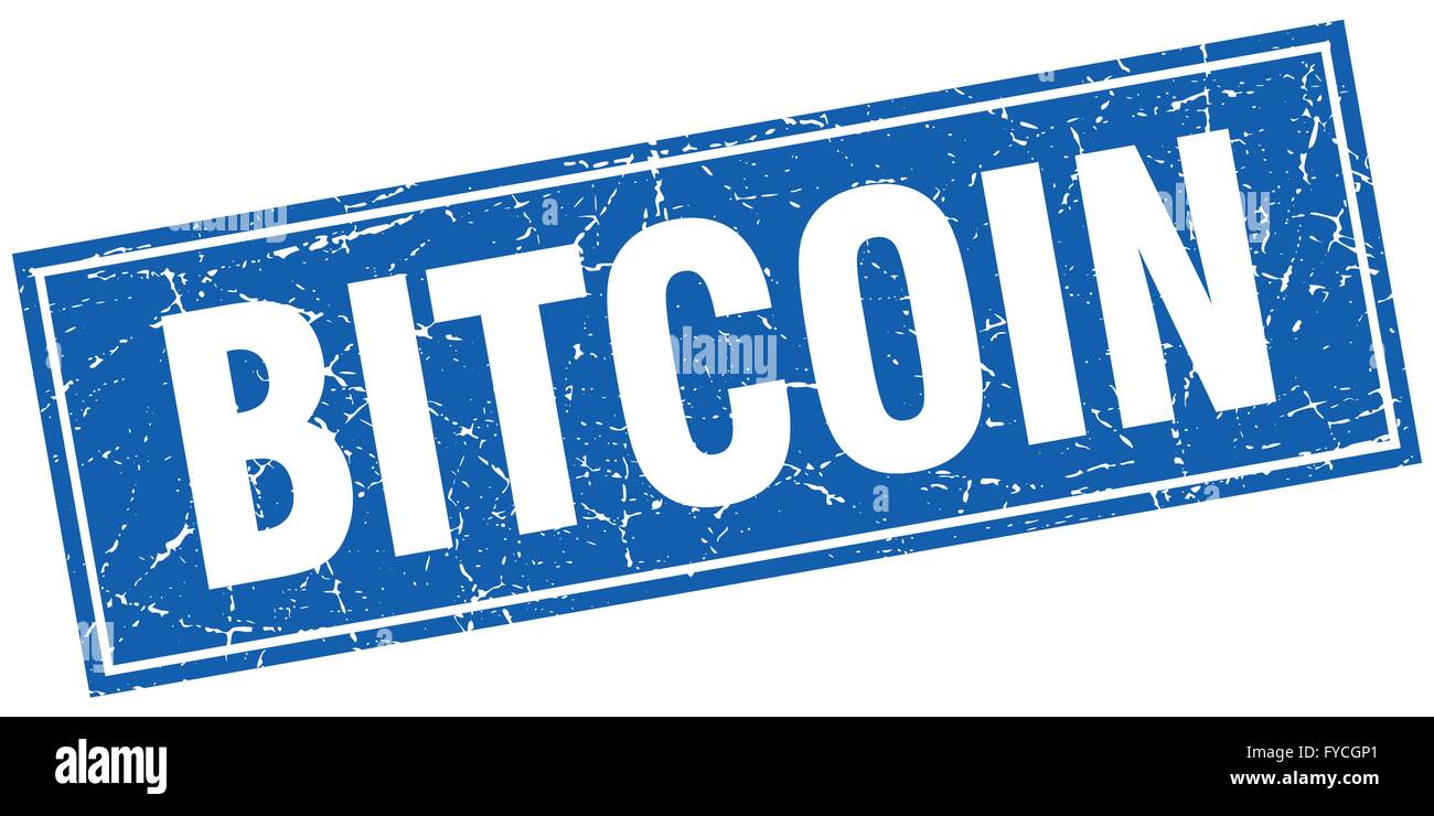 bitcoin blue square grunge stamp on white Stock Vector Image & Art - Alamy