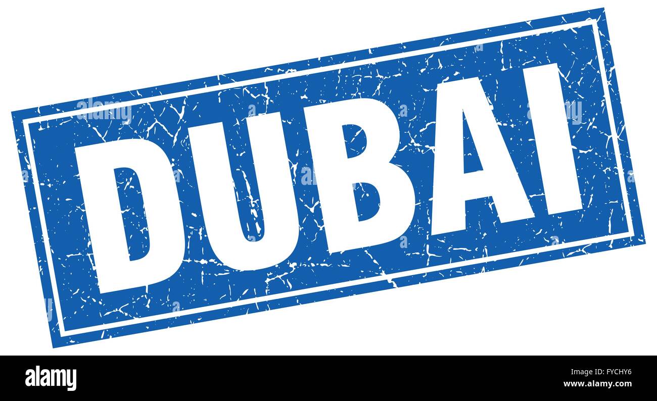 Dubai blue square grunge vintage isolated stamp Stock Vector Image ...
