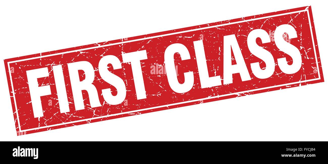 first class red square grunge stamp on white Stock Vector Image & Art ...