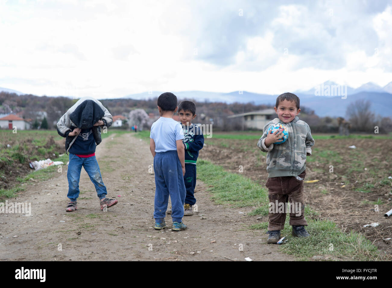 Refugee children playing europe hi-res stock photography and images - Alamy