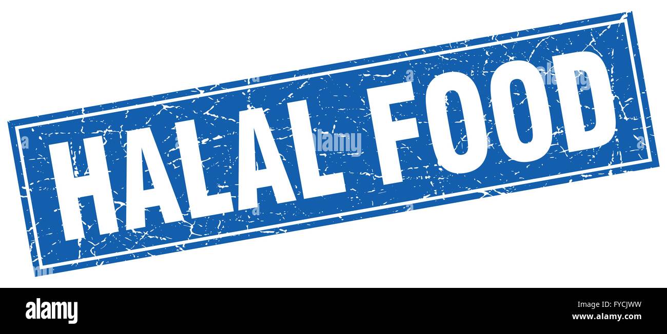 halal food blue square grunge stamp on white Stock Vector Image & Art ...