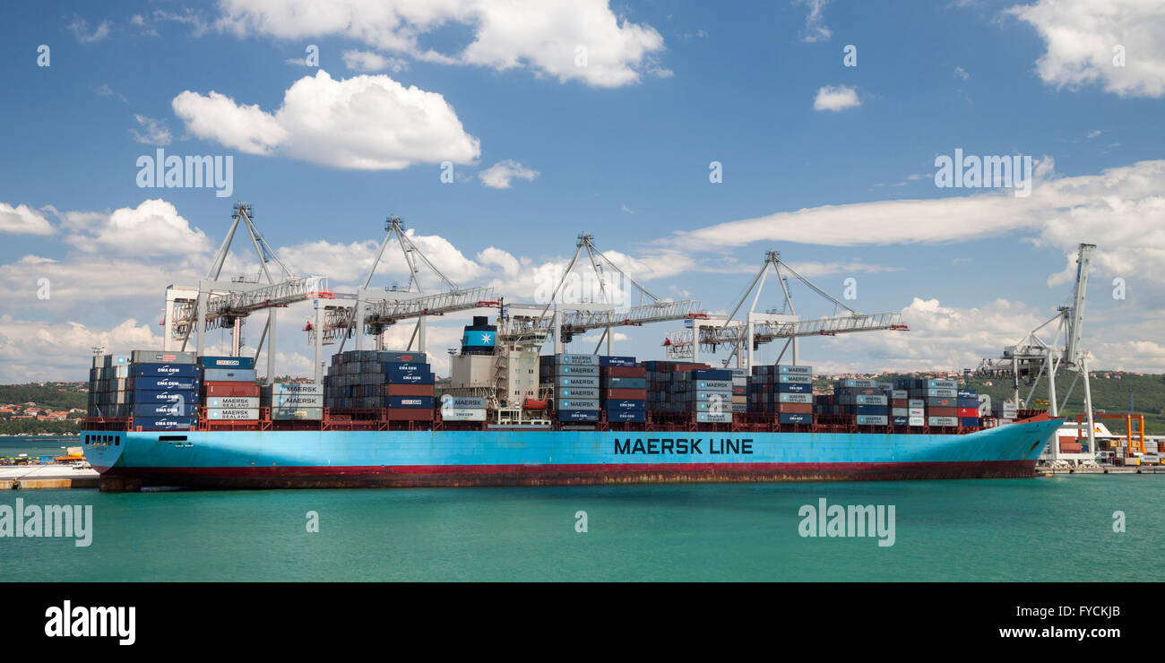Container ship in the port, Koper, Adriatic coast, Slovenian Littoral ...