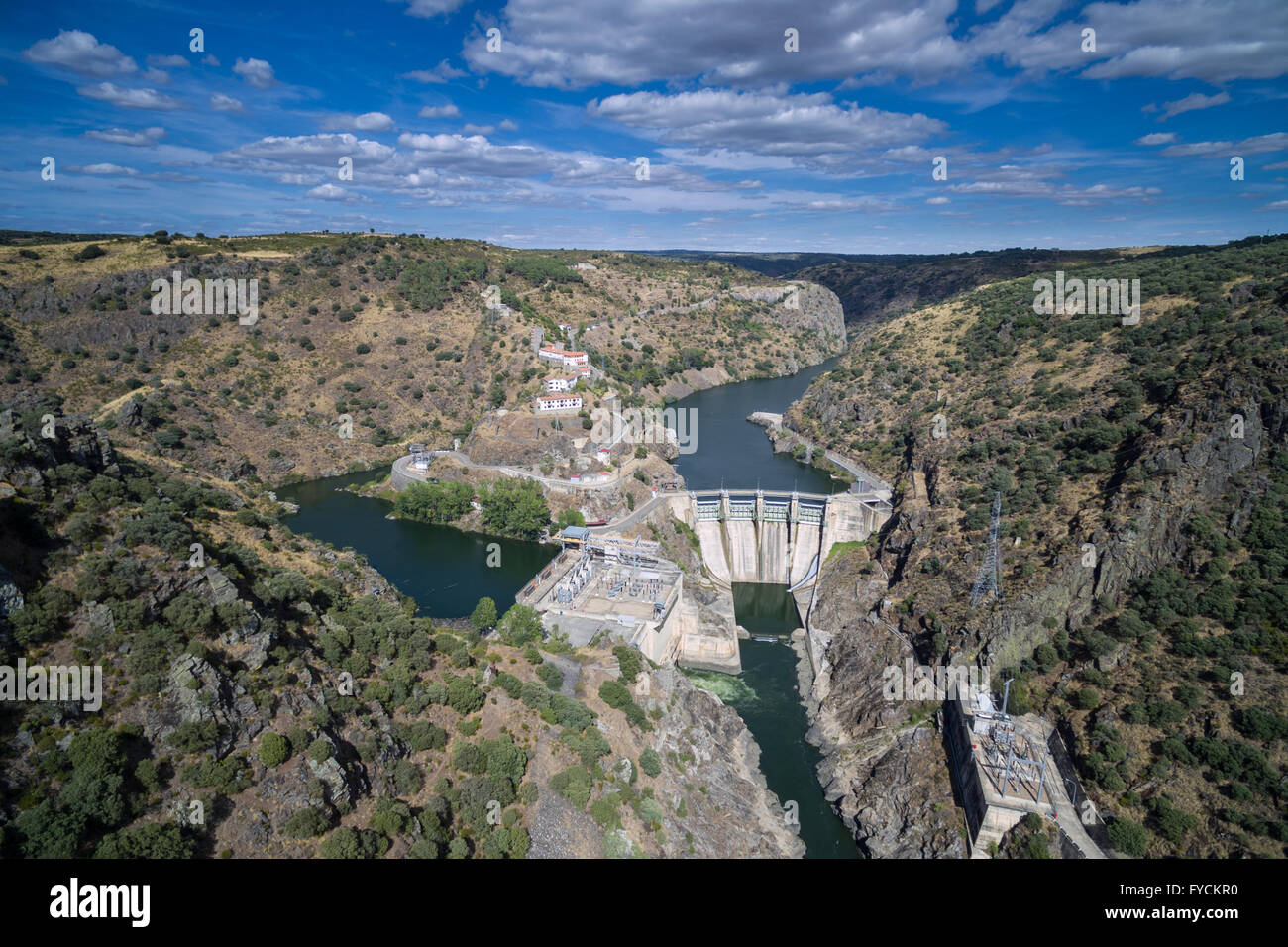 Aerial view of Dam Stock Photo - Alamy