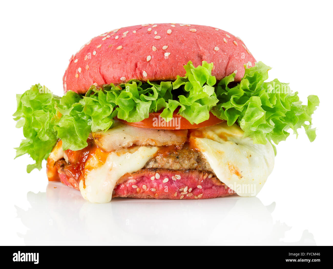 big red hamburger isolated on the white background Stock Photo - Alamy