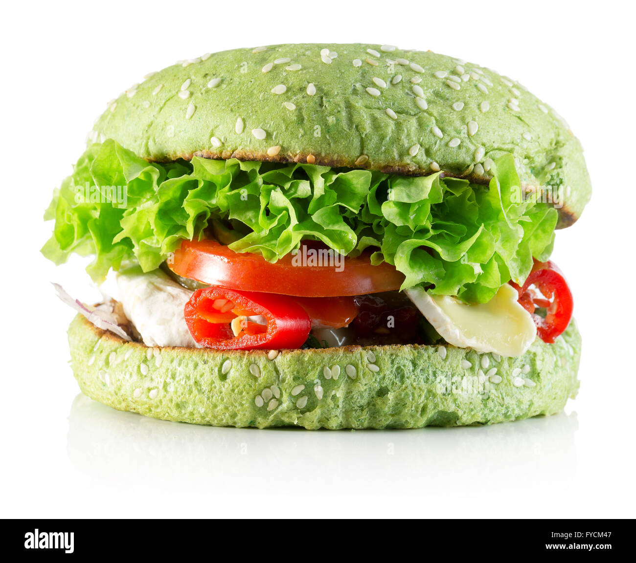 big green hamburger isolated on the white background Stock Photo - Alamy