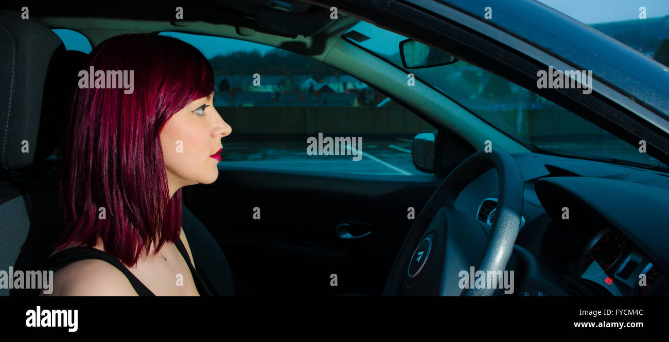 Girl in Car Scene Stock Photo - Alamy