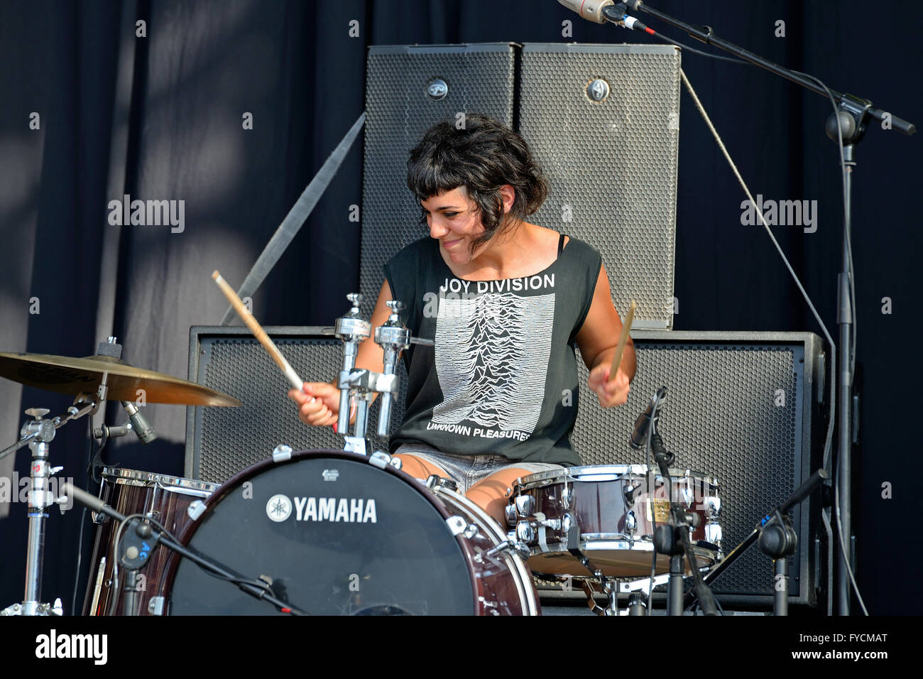 BENICASSIM, SPAIN - JULY 18: Drummer of El Pardo (band) performs at FIB ...