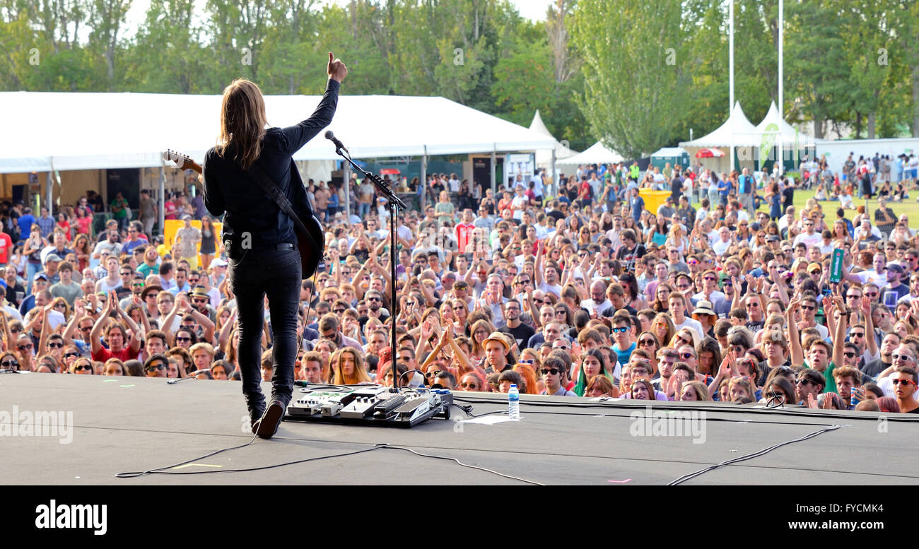Crowd Of People Cheering With A Stage