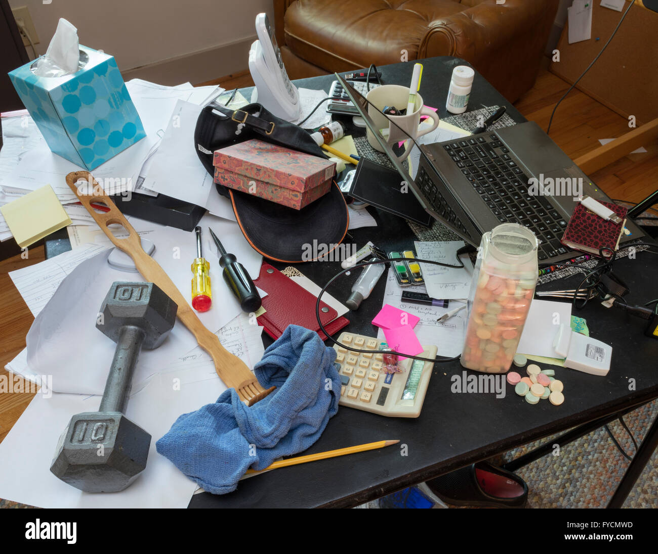 Messy Student School Desk
