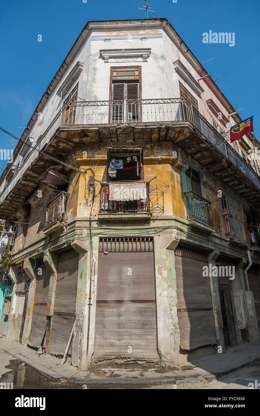 Typical Cuban architecture. Beautifully weathered and vibrant paintwork ...