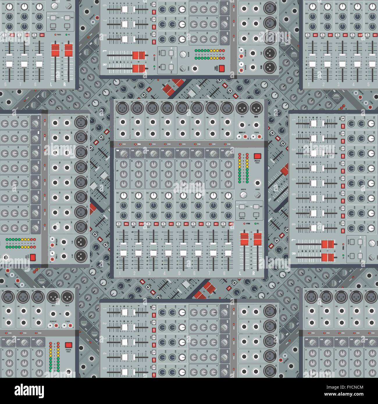 vector colorful flat design electric device live sound mixer board ...