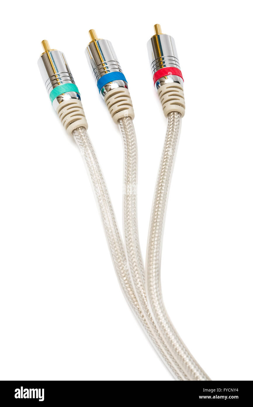 component video cable on a white background Stock Photo - Alamy