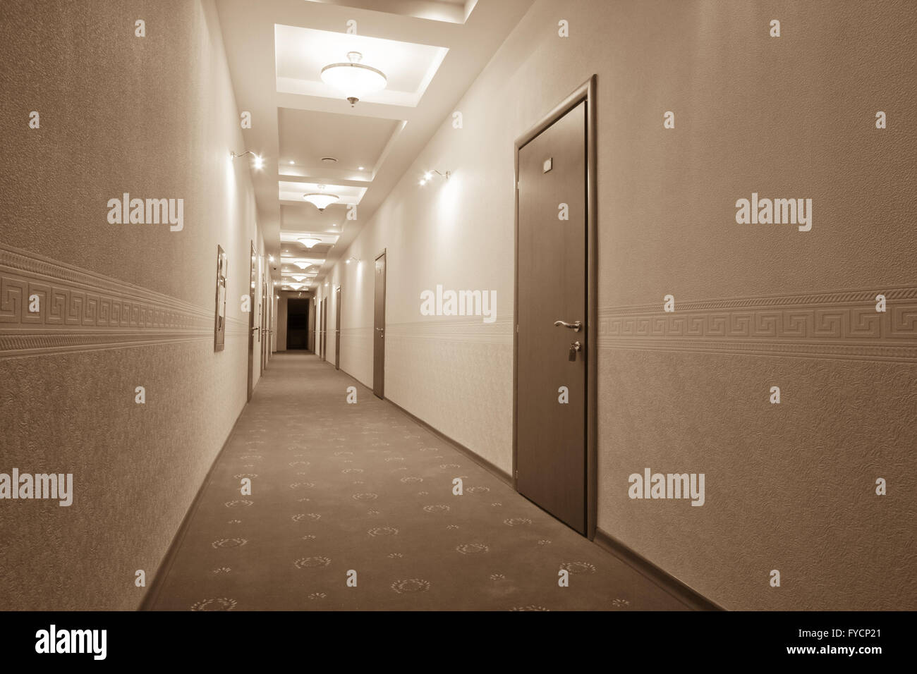 beautiful long corridor with a view of the room Stock Photo - Alamy