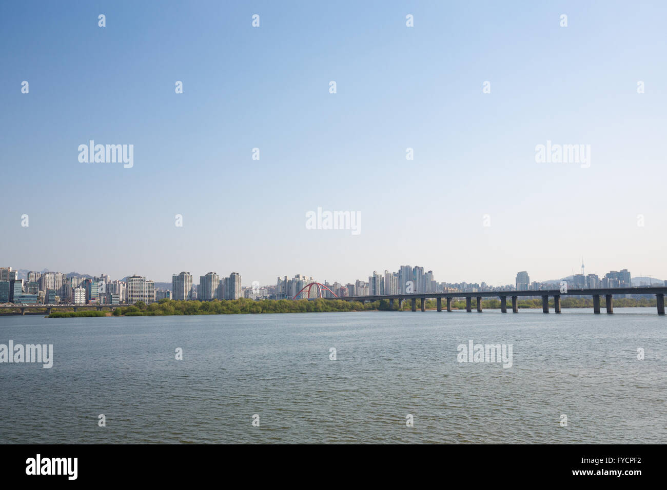 View of Seoul city & Han river Stock Photo - Alamy