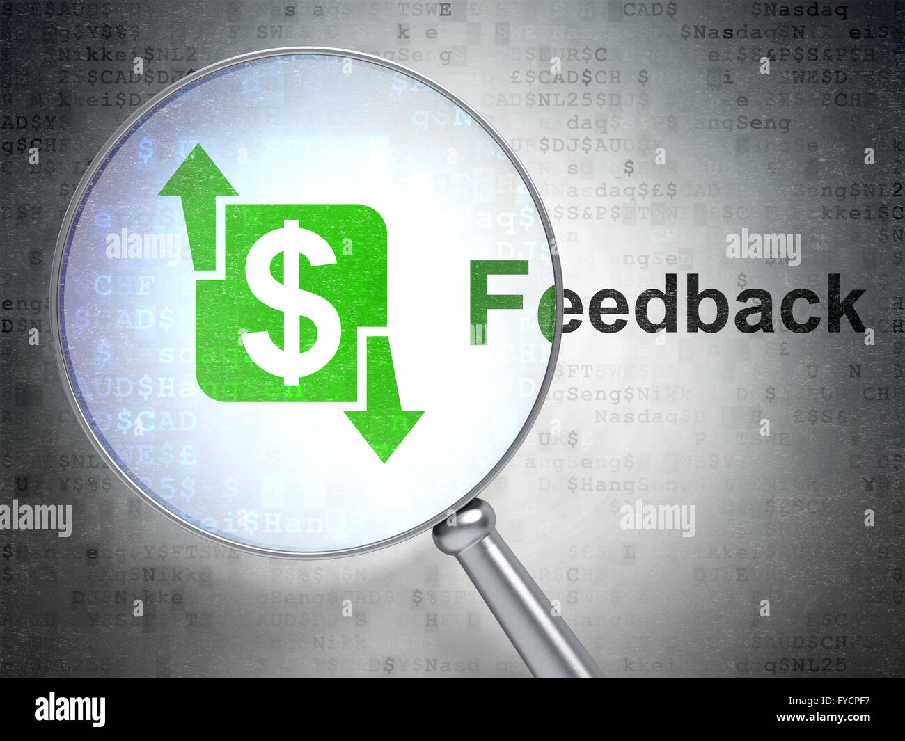 Business concept: Finance and Feedback with optical glass Stock Photo ...