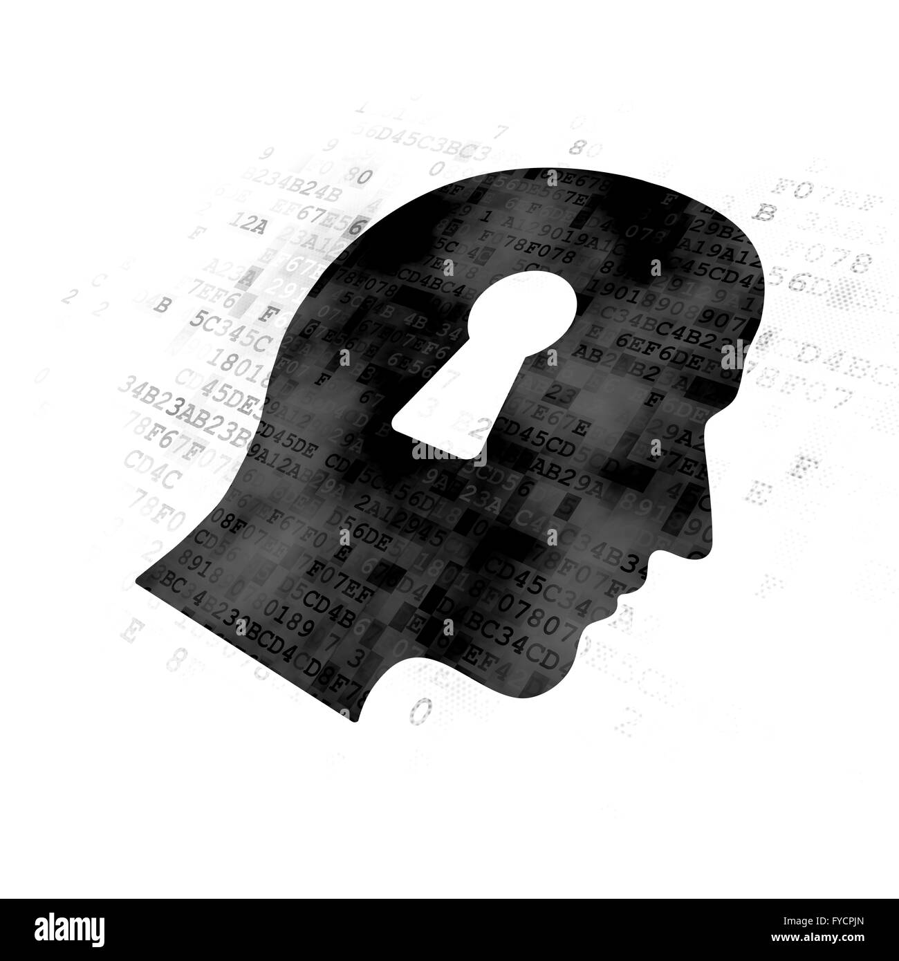 Learning concept: Head With Keyhole on Digital background Stock Photo ...