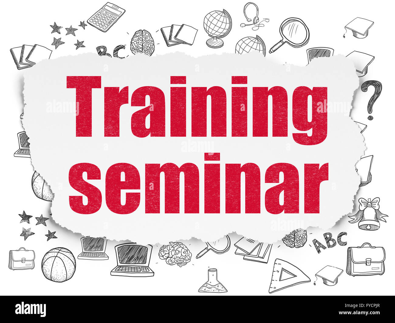 Learning concept: Training Seminar on Torn Paper background Stock Photo ...