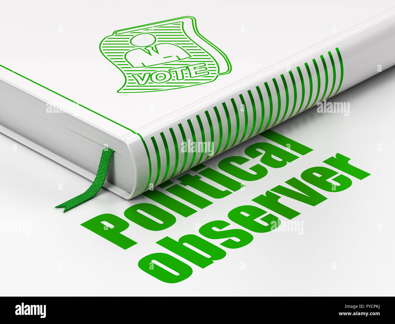 Politics concept: book Ballot, Political Observer on white background ...