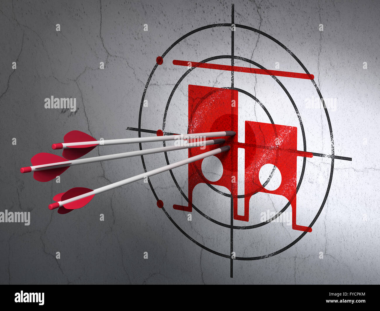 Political concept: arrows in Election target on wall background Stock ...