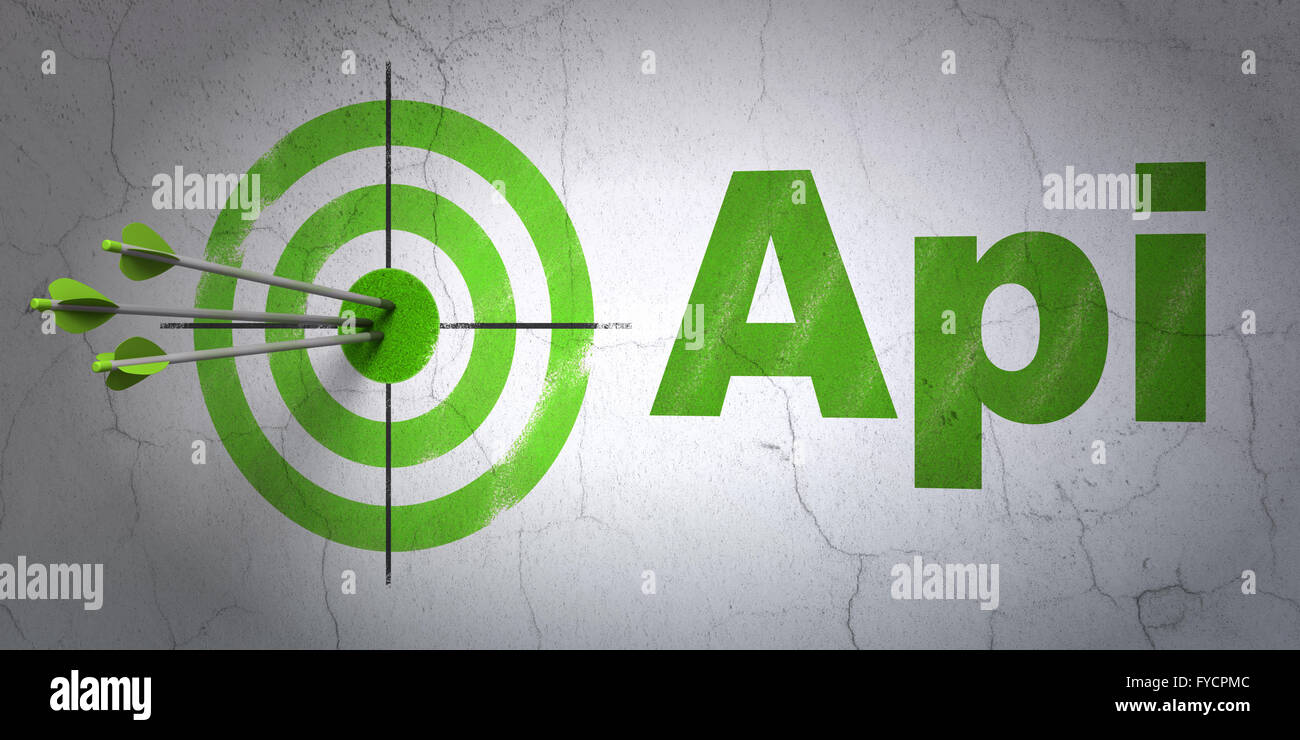 Software concept: target and Api on wall background Stock Photo - Alamy