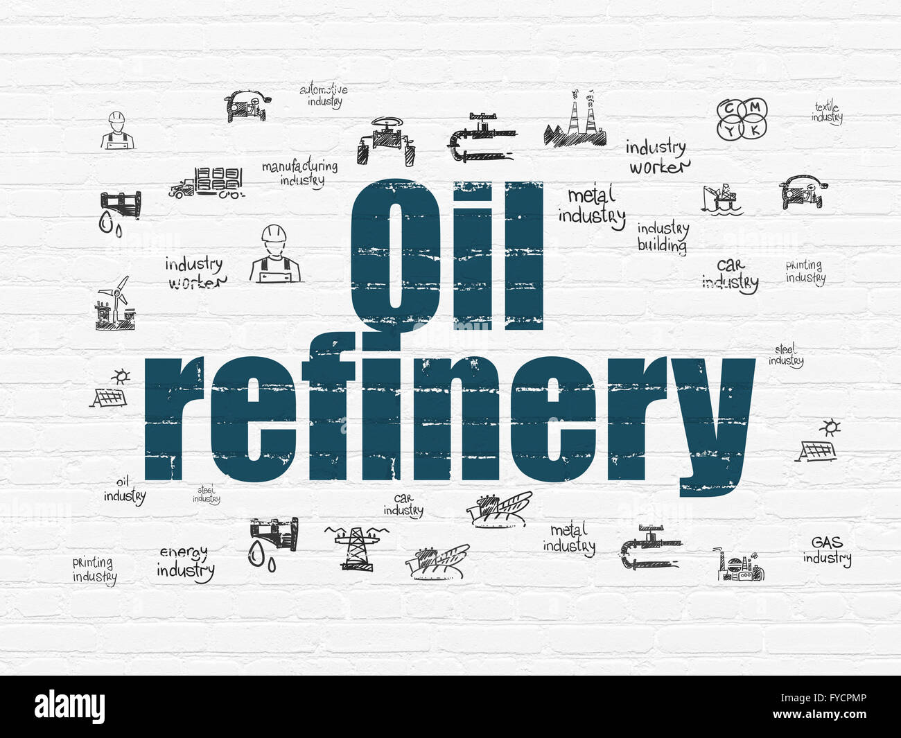 Industry concept: Oil Refinery on wall background Stock Photo - Alamy